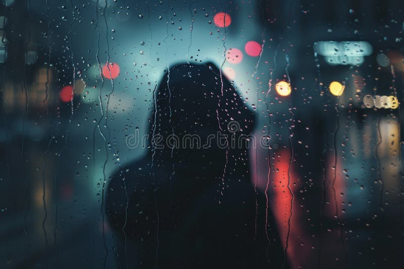 A Woman is Standing in the Rain with Her Head Down Stock Image - Image ...