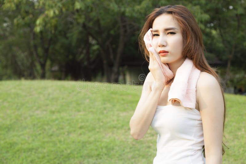 Woman Standing Rest between Exercises. Stock Image - Image of adult ...