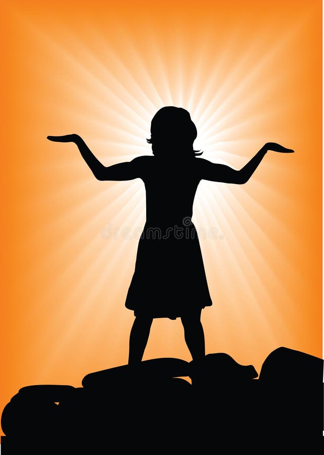 Woman standing on rock stock vector. Illustration of mountaineer - 4304705