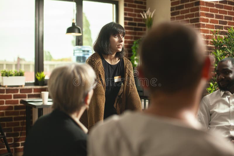 Woman Standing Sharing Her Problem Stock Photos - Free & Royalty-Free ...