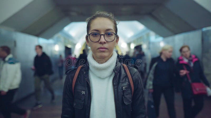 Woman Standing Still As People Walk Around Her Stock Footage - Video of ...