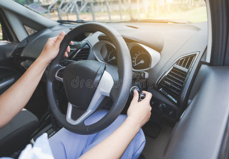Woman driving a car stock image. Image of happiness - 245776331