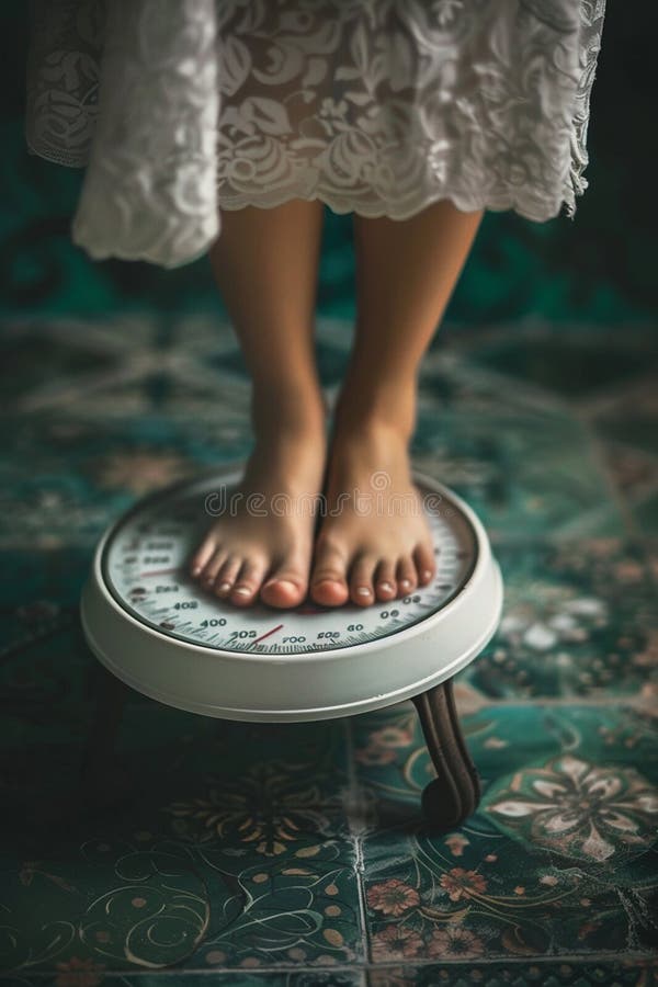 A Woman Steps on the Scale. Selective Focus Stock Image - Image of ...