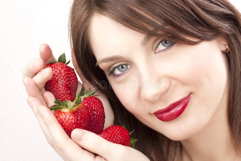 Woman with strawberry stock photo. Image of beauty, people - 13134556