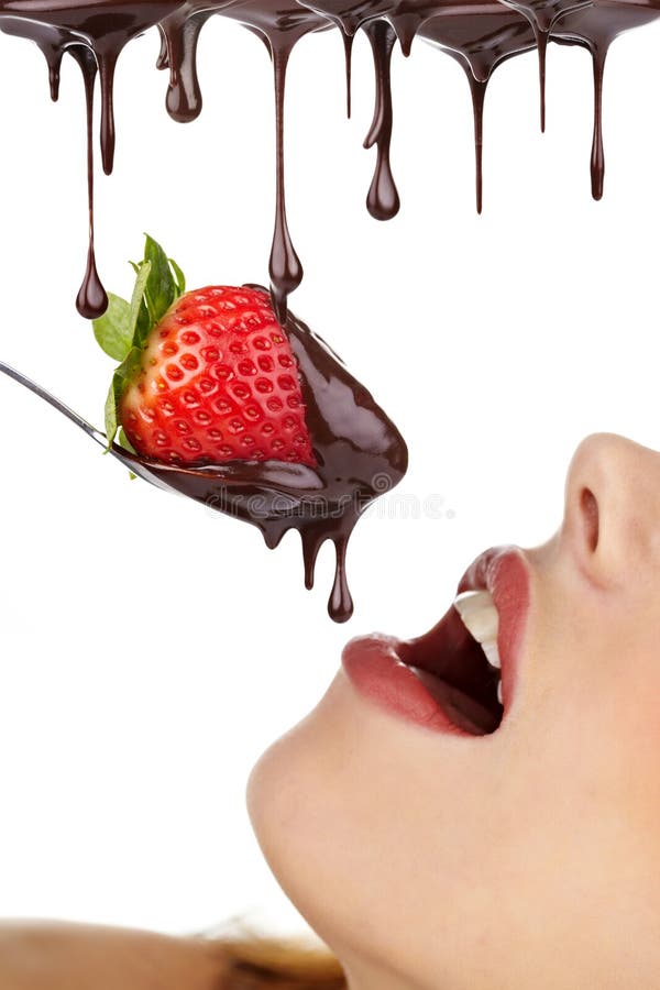 Woman with strawberry stock image. Image of food, attractive - 18284973