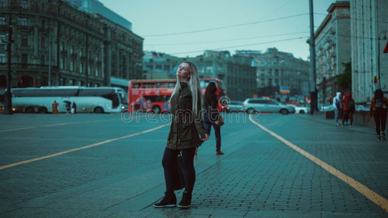 Woman in Street during Daytime Stock Photo - Image of pavement, girl ...