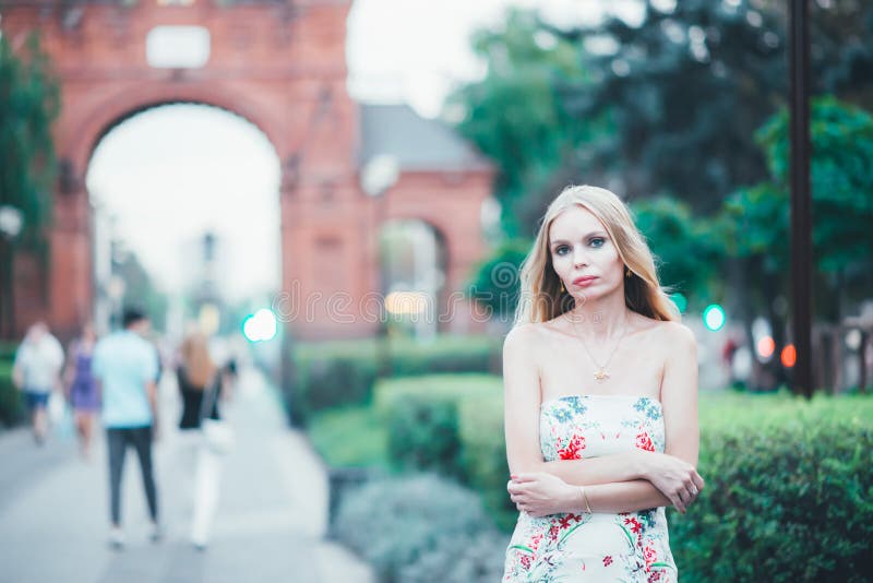 Woman on a a street stock image. Image of beauty, summer - 100670923