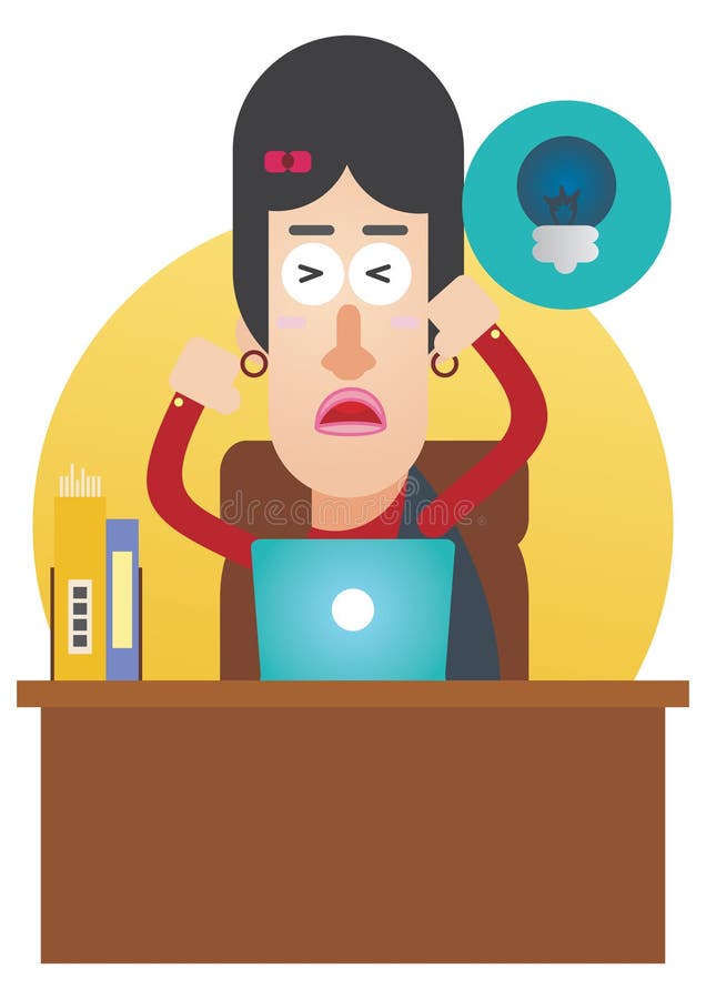 Woman Stressed Out at Work. Vector Illustration Decorative Design Stock ...