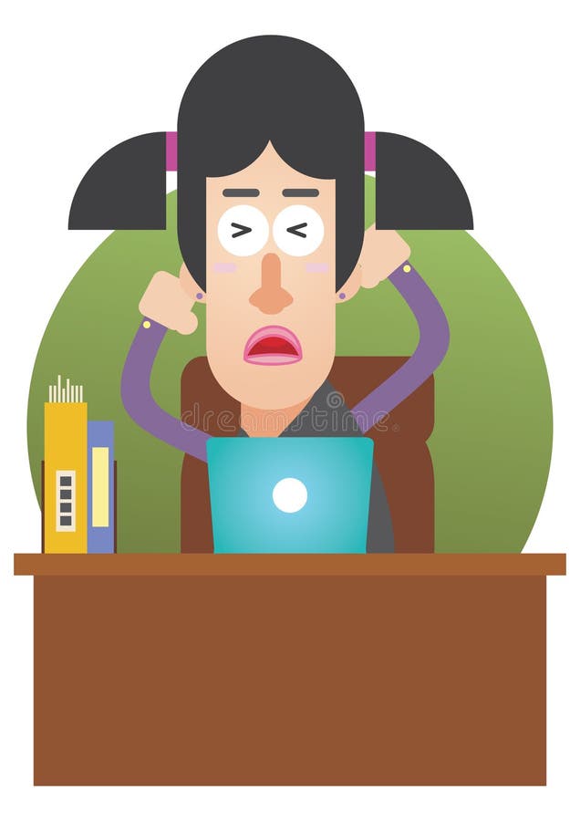 Woman Stressed Out at Work. Vector Illustration Decorative Design Stock ...