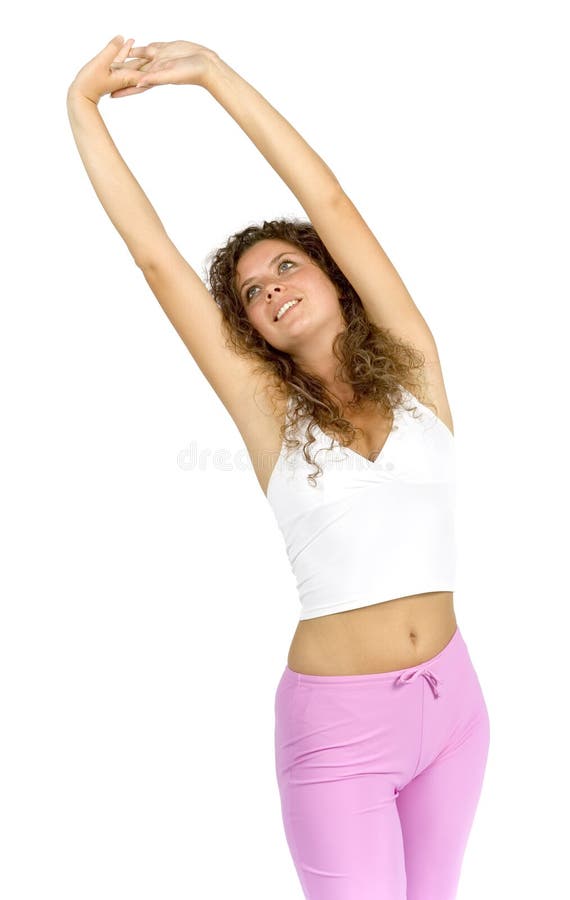Woman is stretching stock photo. Image of condition, break - 1115876