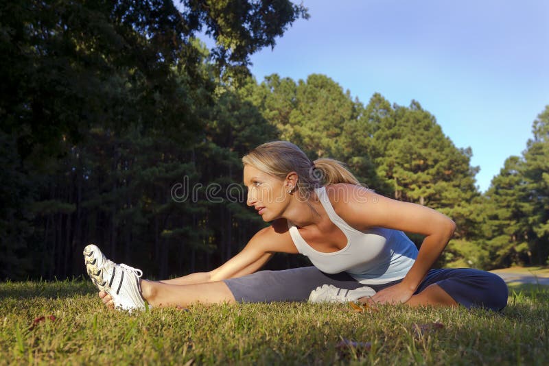 Woman Stretching stock image. Image of blonde, excercising - 21486485