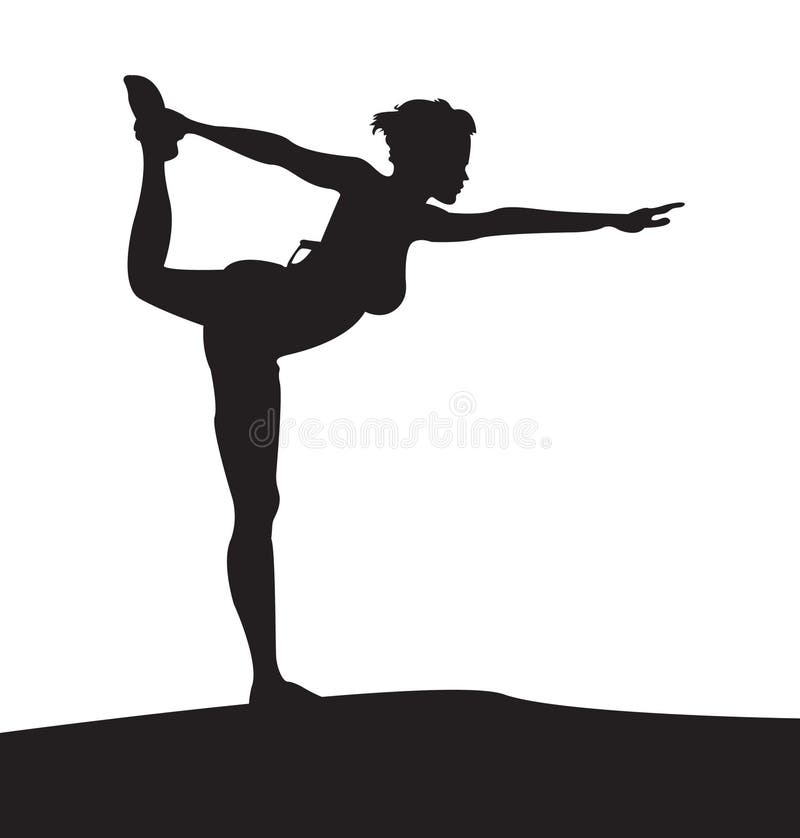 Yoga Pose, Woman Doing Stretching Legs, Leg Split Silhouette, Vector ...