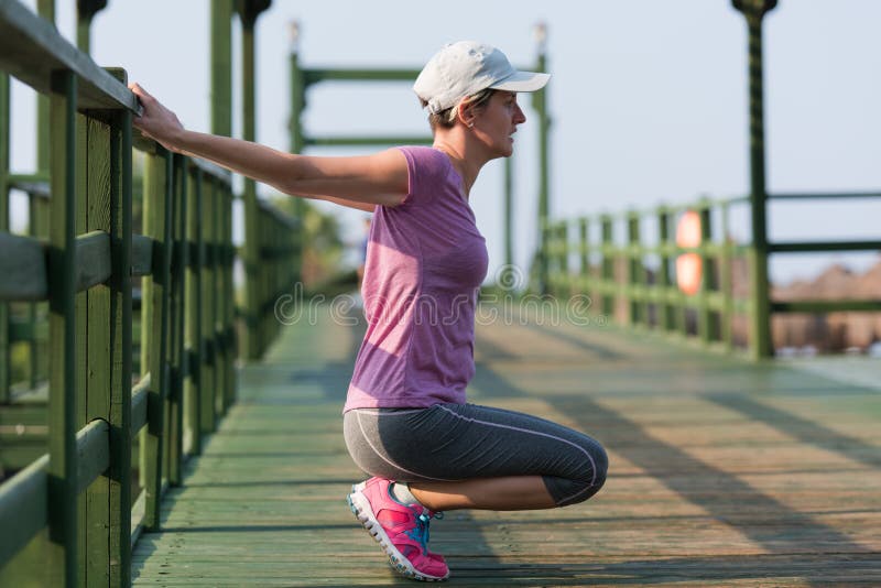 Woman Stretching before Morning Jogging Stock Image - Image of person ...