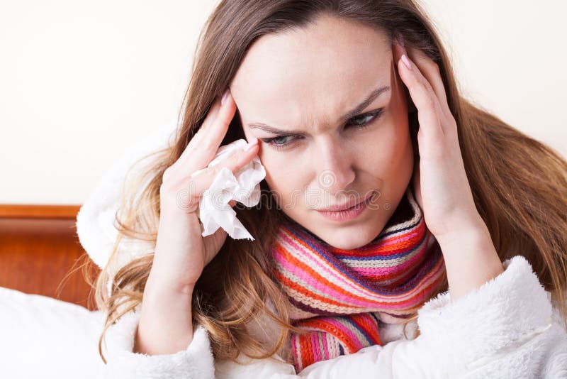Woman with strong headache stock photo. Image of tissue - 39178258