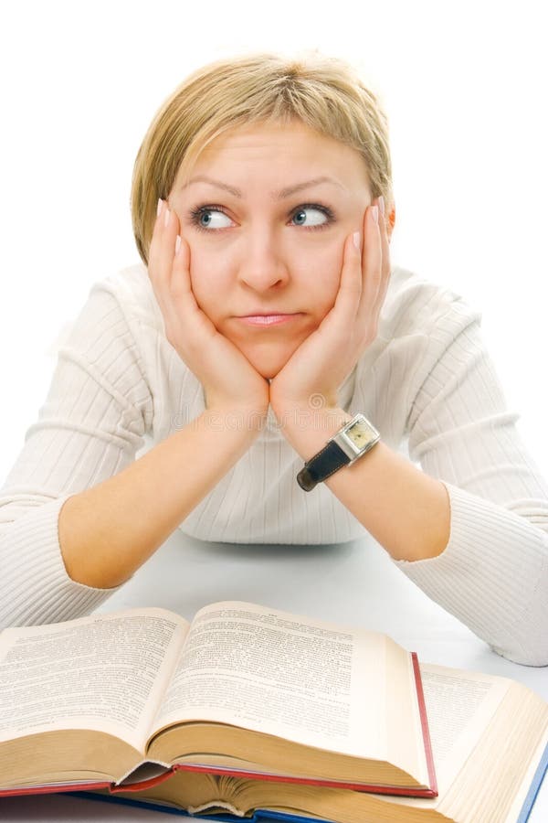 Woman student with books stock image. Image of book, office - 4193337