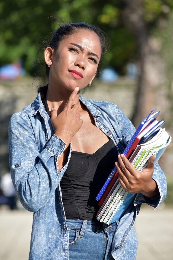 Woman Student Decision Making with Notebooks Stock Photo - Image of ...