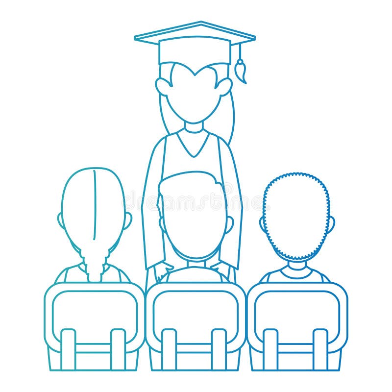 Woman Student Graduated with Students Class Stock Illustration ...