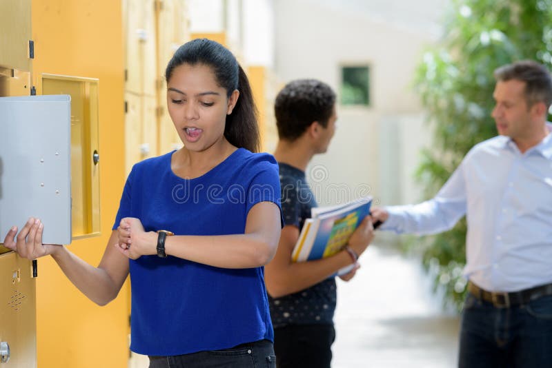 Woman Student Late for Class Stock Image - Image of campus, adult ...