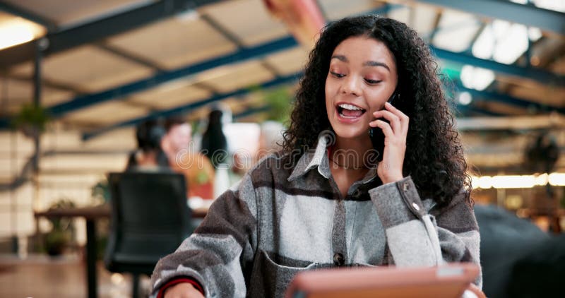 Woman, Student and Phone Call in Library, Studying and Learning for ...