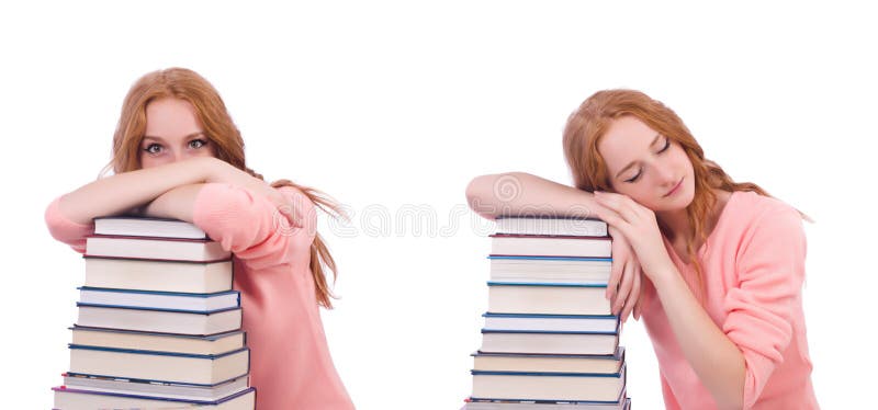 The Woman Student with Stacks of Books Stock Image - Image of isolated ... The Woman Student with Stacks of Books Stock Image - Image of isolated ...