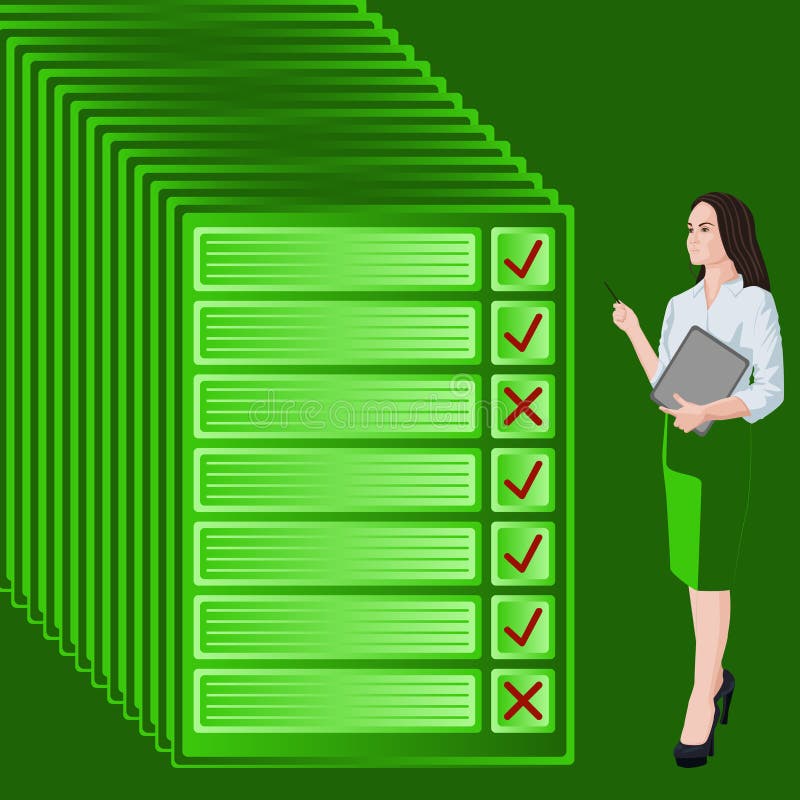 A Woman Studies Survey Results. 2D Stock Vector - Illustration of money ...