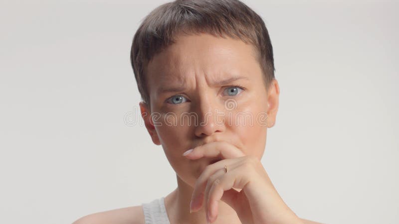 Woman in Studio Making Faces Stock Photo - Image of touches, portrait ...