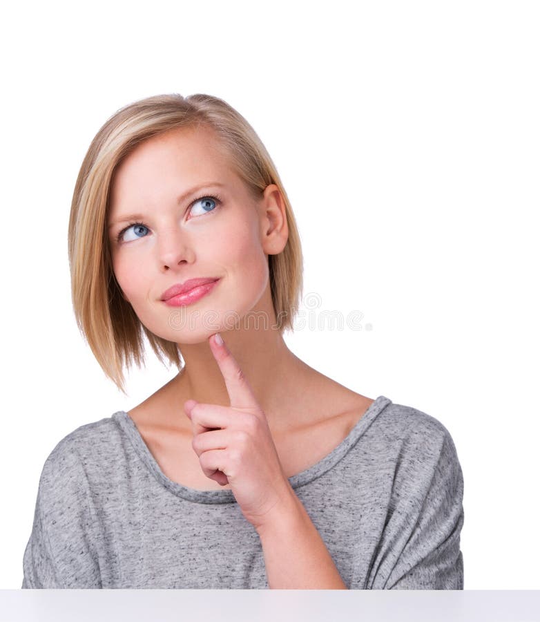 Woman, Studio and Thinking with Smile, Finger and Planning for ...