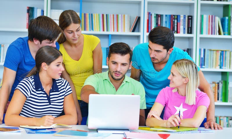 Group of Young People Studying at the Library Stock Photo - Image of ...