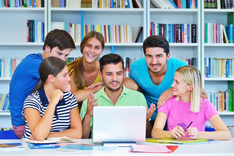 Group of Young People Studying at the Library Stock Image - Image of ...