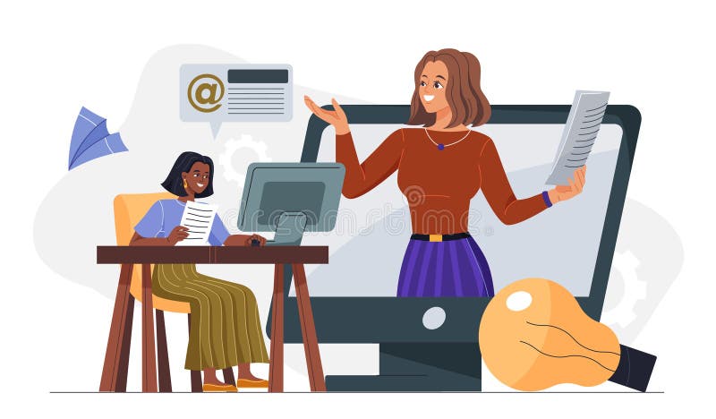 Online Education Concept with Virtual Teacher and Student Interaction ...