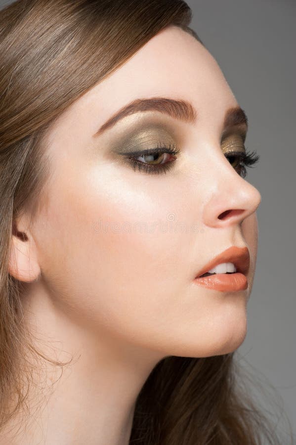 Beautiful Model Face with Fashion Eyeliner Make-up Stock Image - Image ...