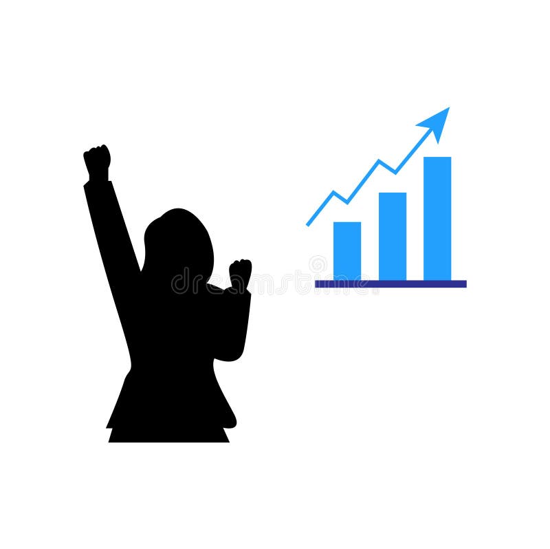 Woman Success Graph Chart on White Background Stock Vector ...