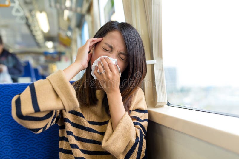 Woman Suffer from Sick Inside Train Compartment Stock Photo - Image of ...
