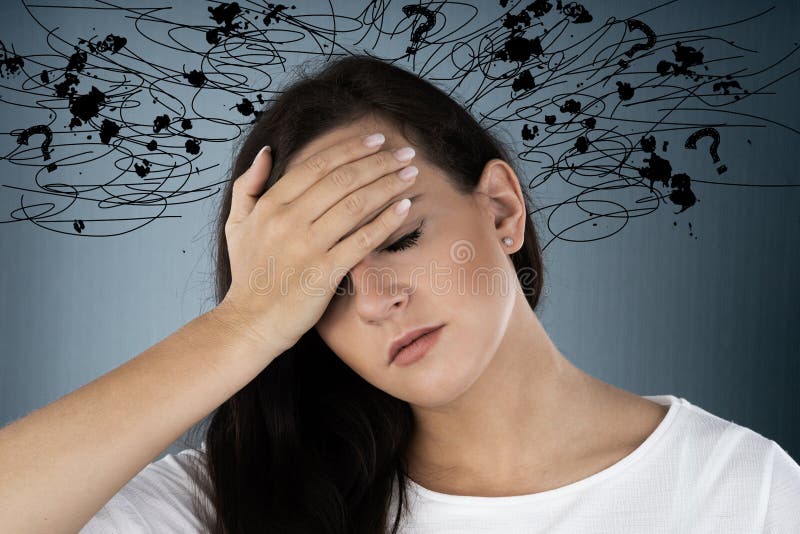 Woman Suffering from Brain Overload Stock Image - Image of confusion ...