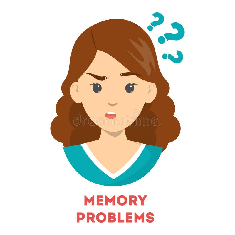 Woman Suffering from the Memory Problems. Confused Person Stock Vector ...