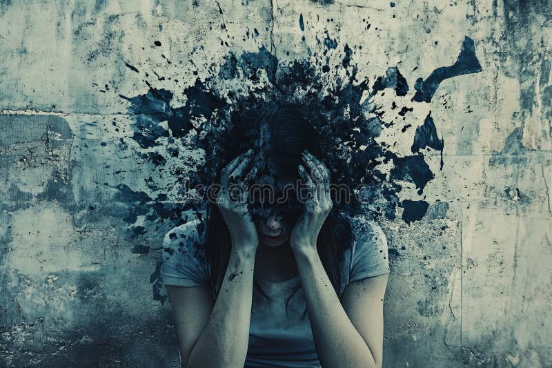 Woman Suffering from Mental Health Problems Holding Her Head Exploding ...