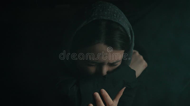 Woman Suffocating from the Smoke in the Basement Stock Video - Video of ...