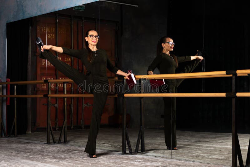 Woman in Suit Training at Ballet Machine Stock Image - Image of brain ...
