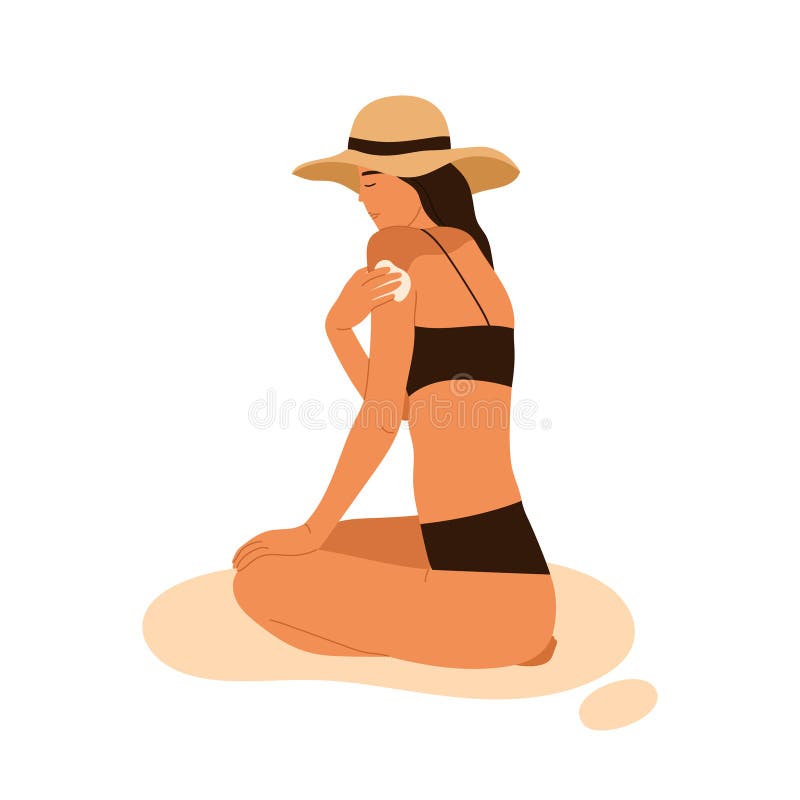 Woman Applying Sunscreen Stock Illustrations 460 Woman Applying