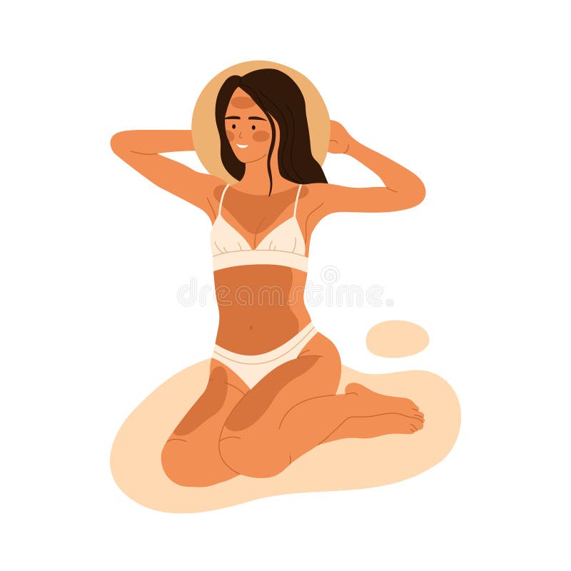 Woman With Sunburn Girl With Sunstroke Sun Tanning Uv Exposure Stock