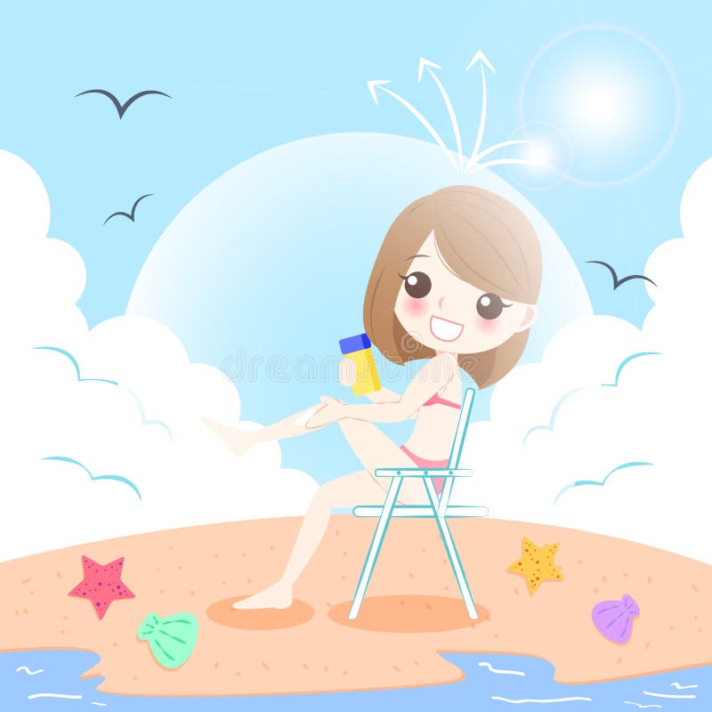 Woman with sunscreen stock illustration. Illustration of privacy - 90263216