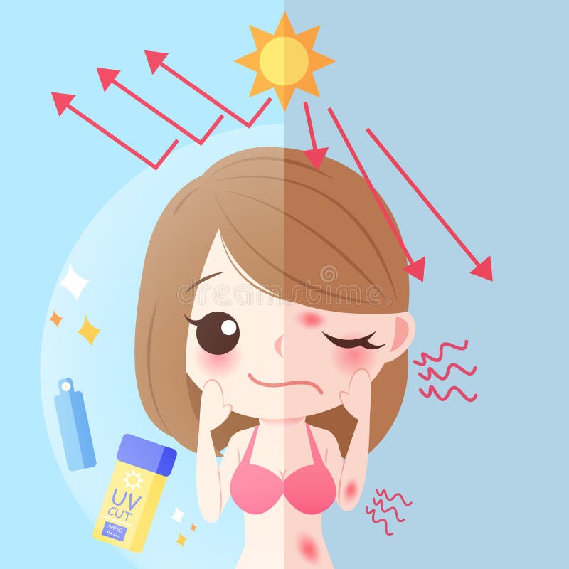 Woman with sunscreen stock vector. Illustration of suntan - 90263268
