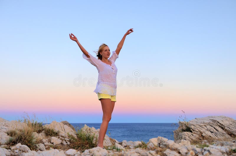 Woman in the sunset stock photo. Image of female, beach - 31714776
