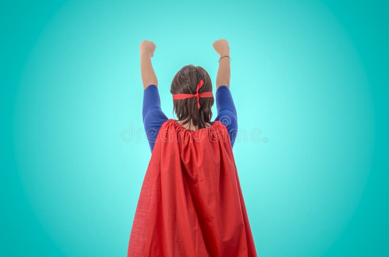 Woman Superhero with Red Cape. Stock Photo - Image of play, geek: 59518326