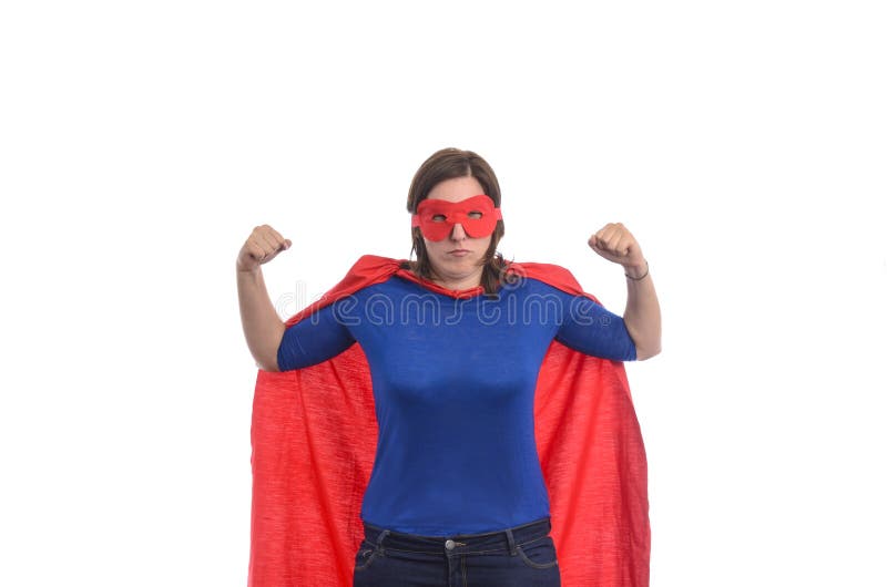 Woman Superhero with Red Cape. Stock Image - Image of equipment, geek ...
