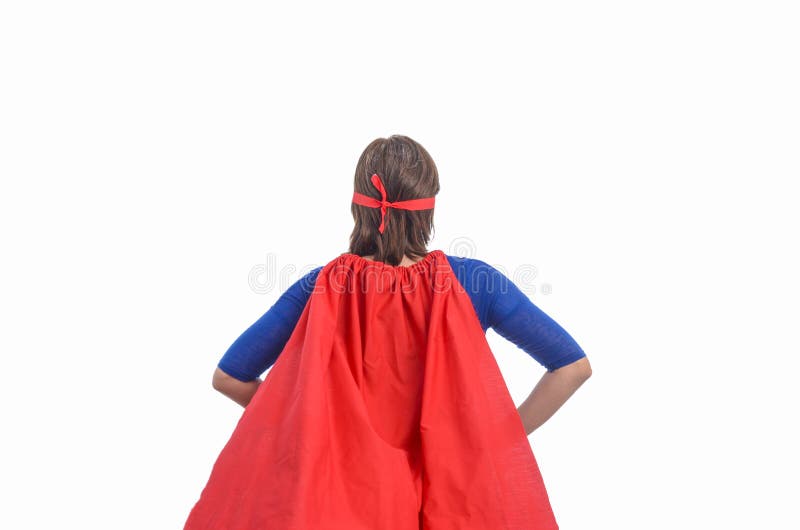 Woman Superhero with Red Cape. Stock Photo - Image of play, geek: 59522120
