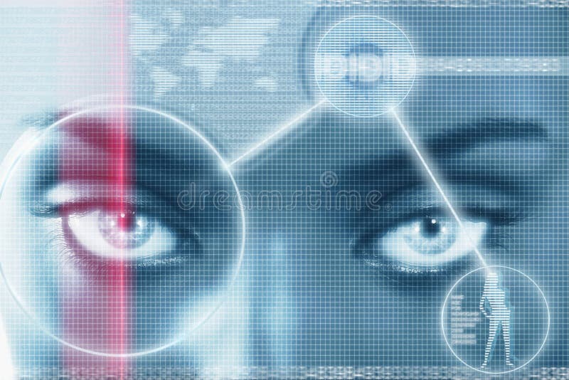 Woman with Superimposed Graphics Stock Image - Image of intense, female ...