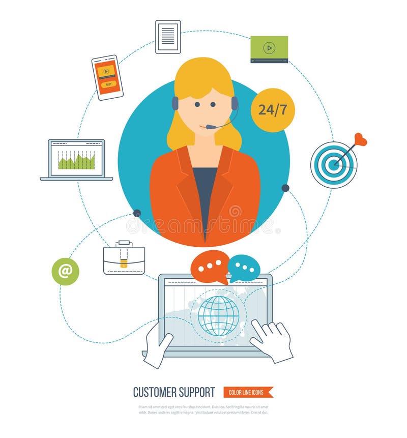 Woman Support Operator. Feedback. Stock Vector - Illustration of ...