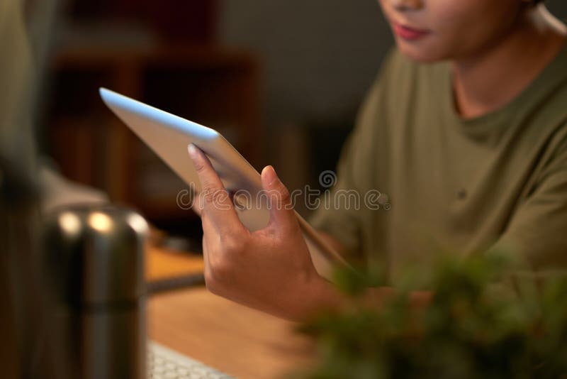 Woman surfing the Net stock image. Image of technology - 110046057