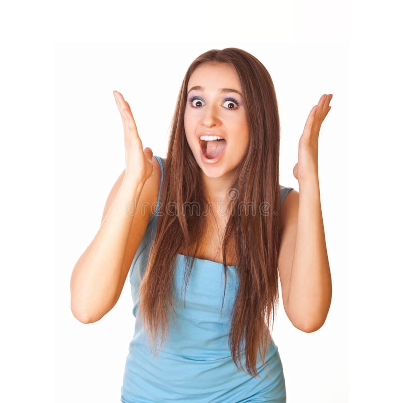 Woman with Surprised Expression Face Stock Photo - Image of shocked ...